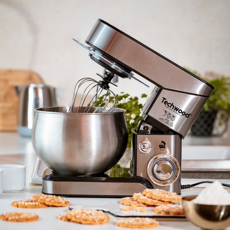 Mixer planetar Techwood TRO-1050, 1000W, 5 litri, 6 viteze, Pulse, 3 ...