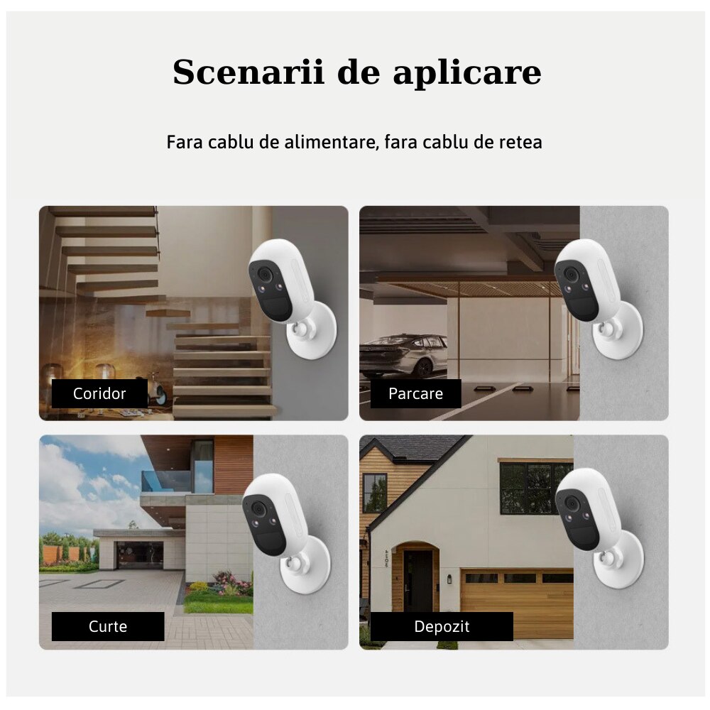 Camera de supraveghere WIFI MaGeCa®, rezolutie HD 4MP, cu baterie ...