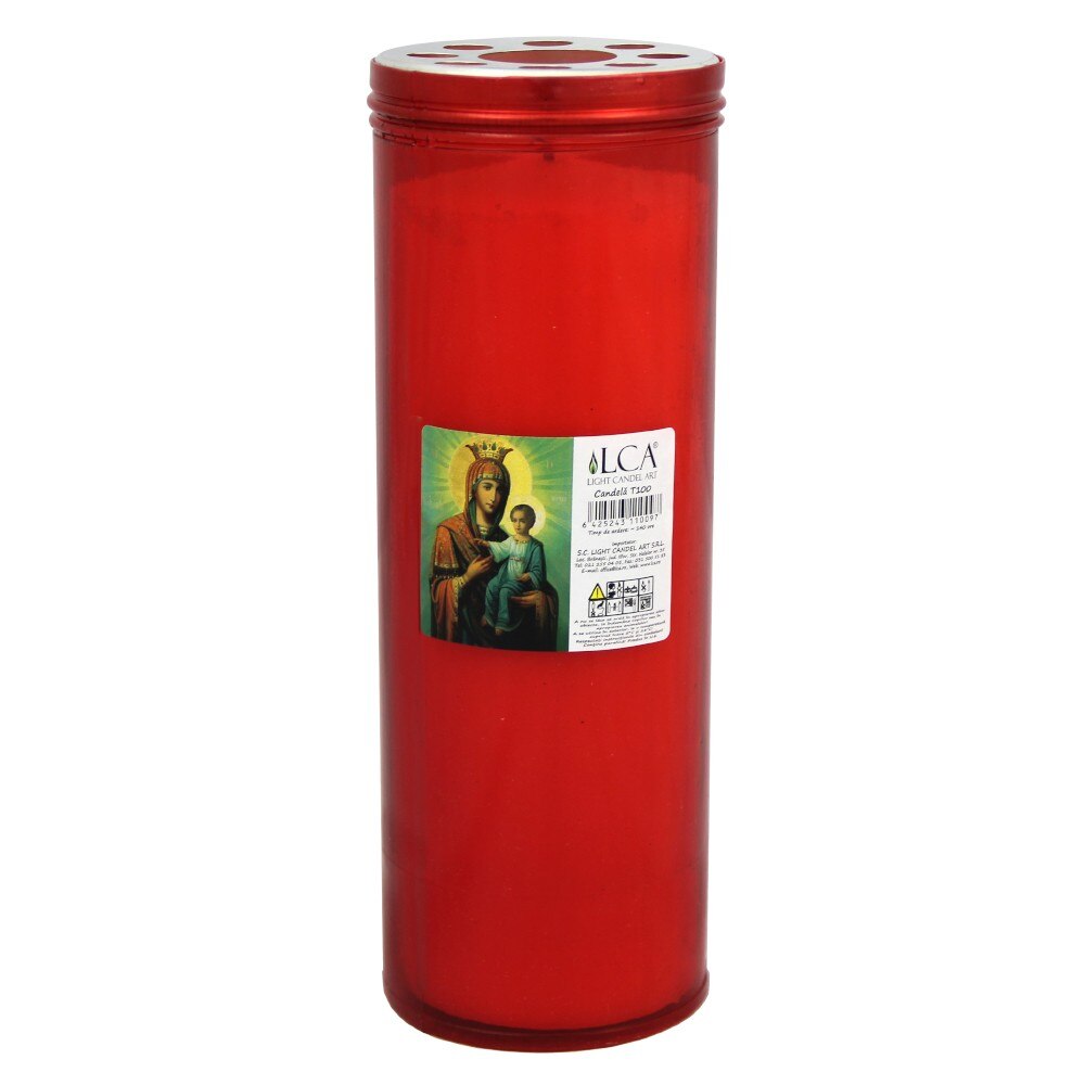 Candela Plastic cu Capac Anti-Vant Rosu, 144 Ore - eMAG.ro