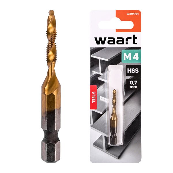 Burghiu cu prindere hexagonala M4, WAART, Otel, Auriu/negru - eMAG.ro