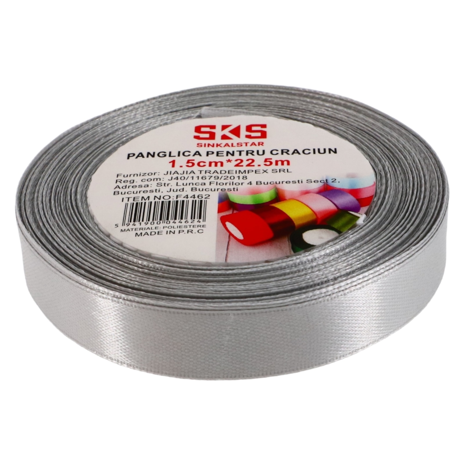 Panglica satinata, NO564, 1.5cm x 22.5m, Gri - eMAG.ro