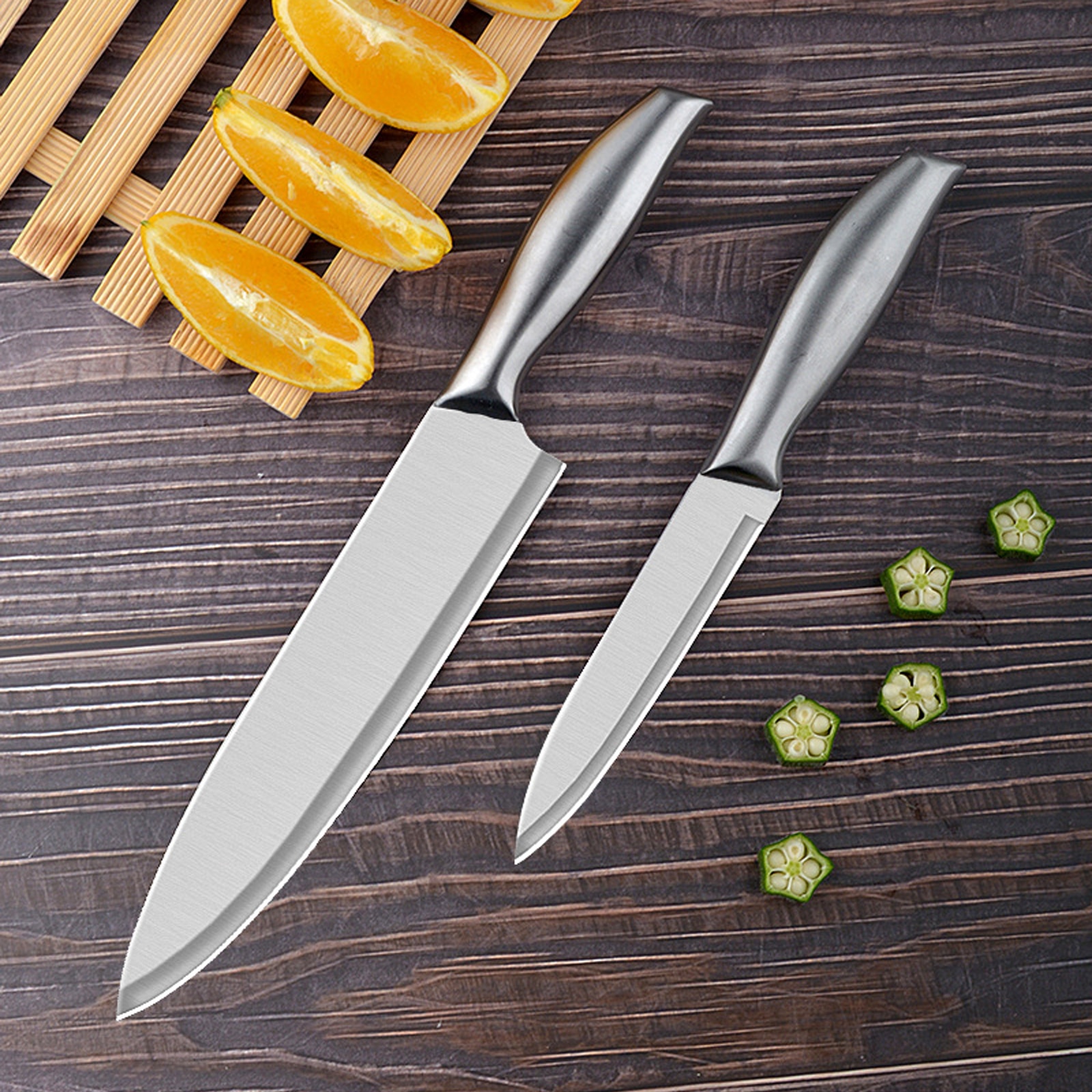 Set de cutite profesionale 7 piese, Zggzerg, Cu suport acrilic si ...