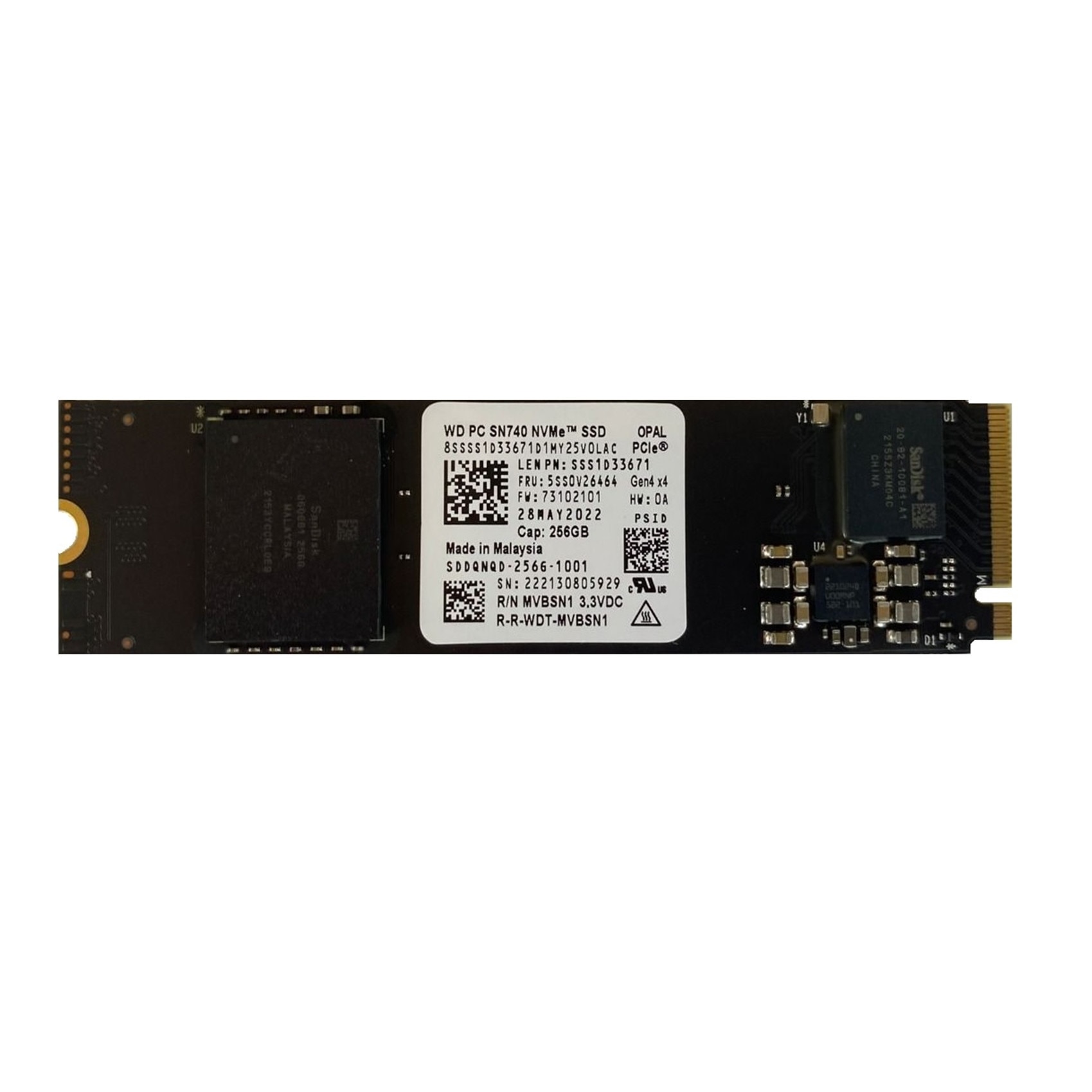 SSD Western Digital 256 GB Gen4x4 NVMe, formátum 2280, 80 mm, tömeges ...