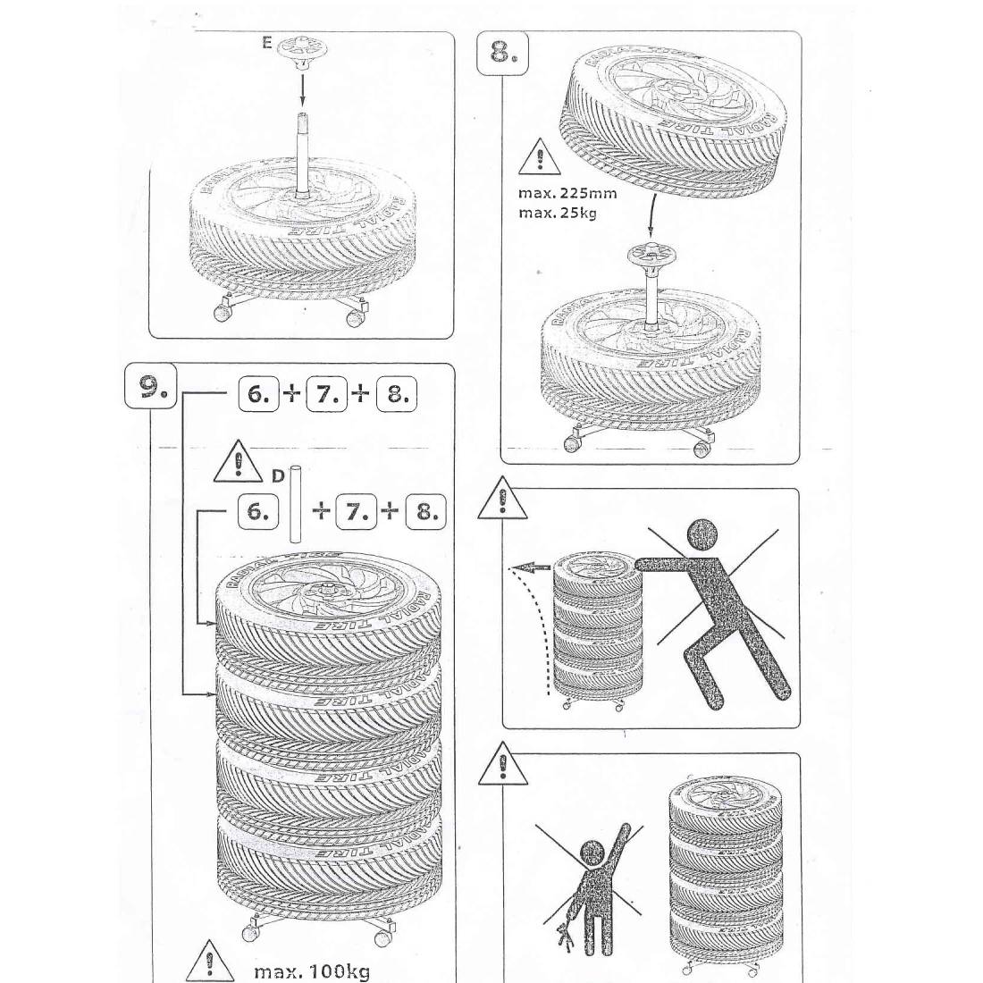 Suport anvelope vertical pentru 4 cauciucuri cu pana la 225 mm latime ...
