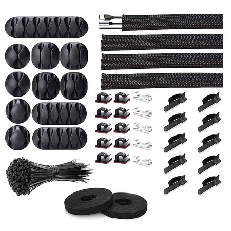 Set 142 bucati organizare si management cabluri pentru masina sau birou ...