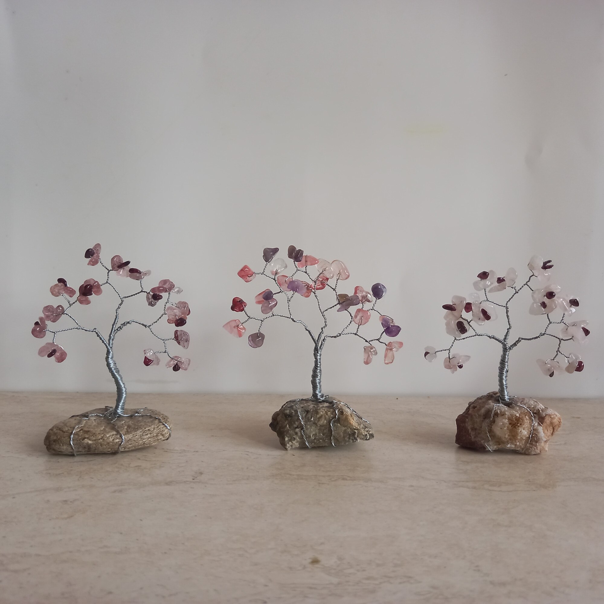 Set 3 Copacei de Cristal cu Pietre Semipretioase, Pomul Vietii, Quartz ...