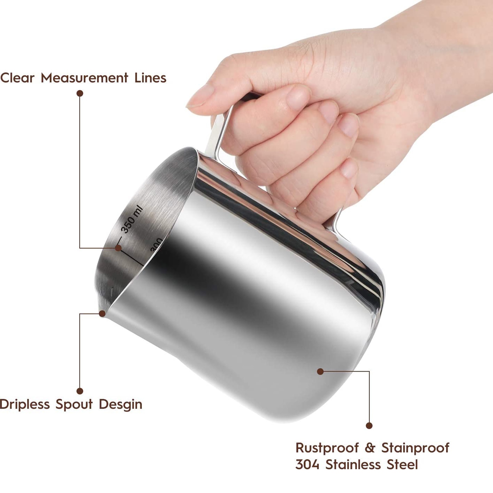 Set pahare pentru spumare lapte si stilou de latte art, Zggzerg, Cu ...