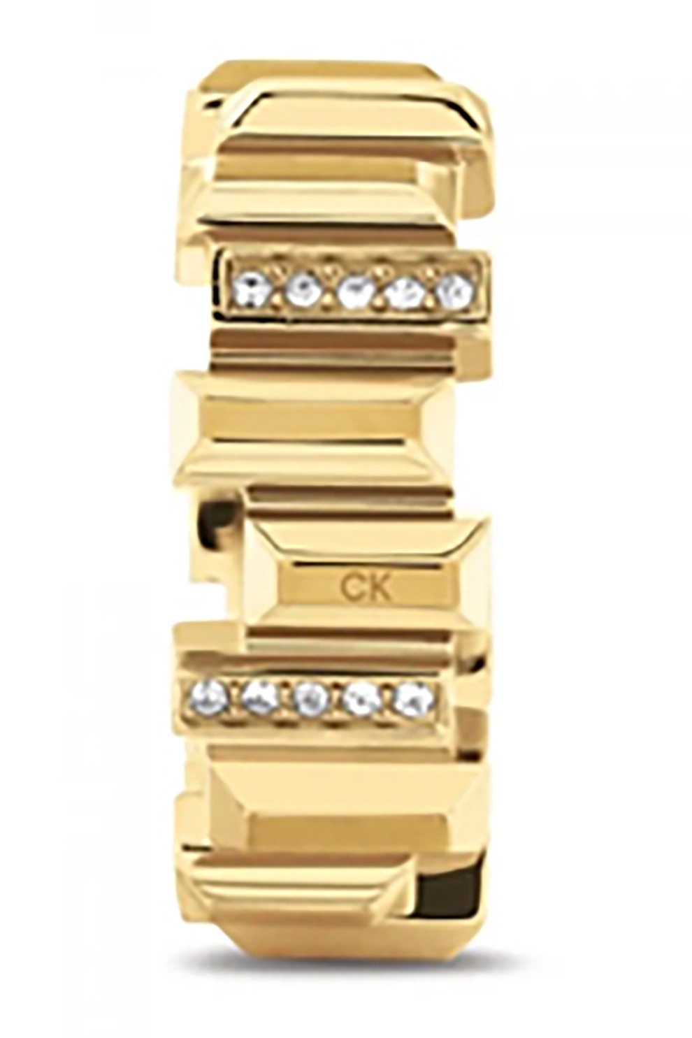 CALVIN KLEIN, Обеци от неръждаема стомана с циркони, Златист - eMAG.bg