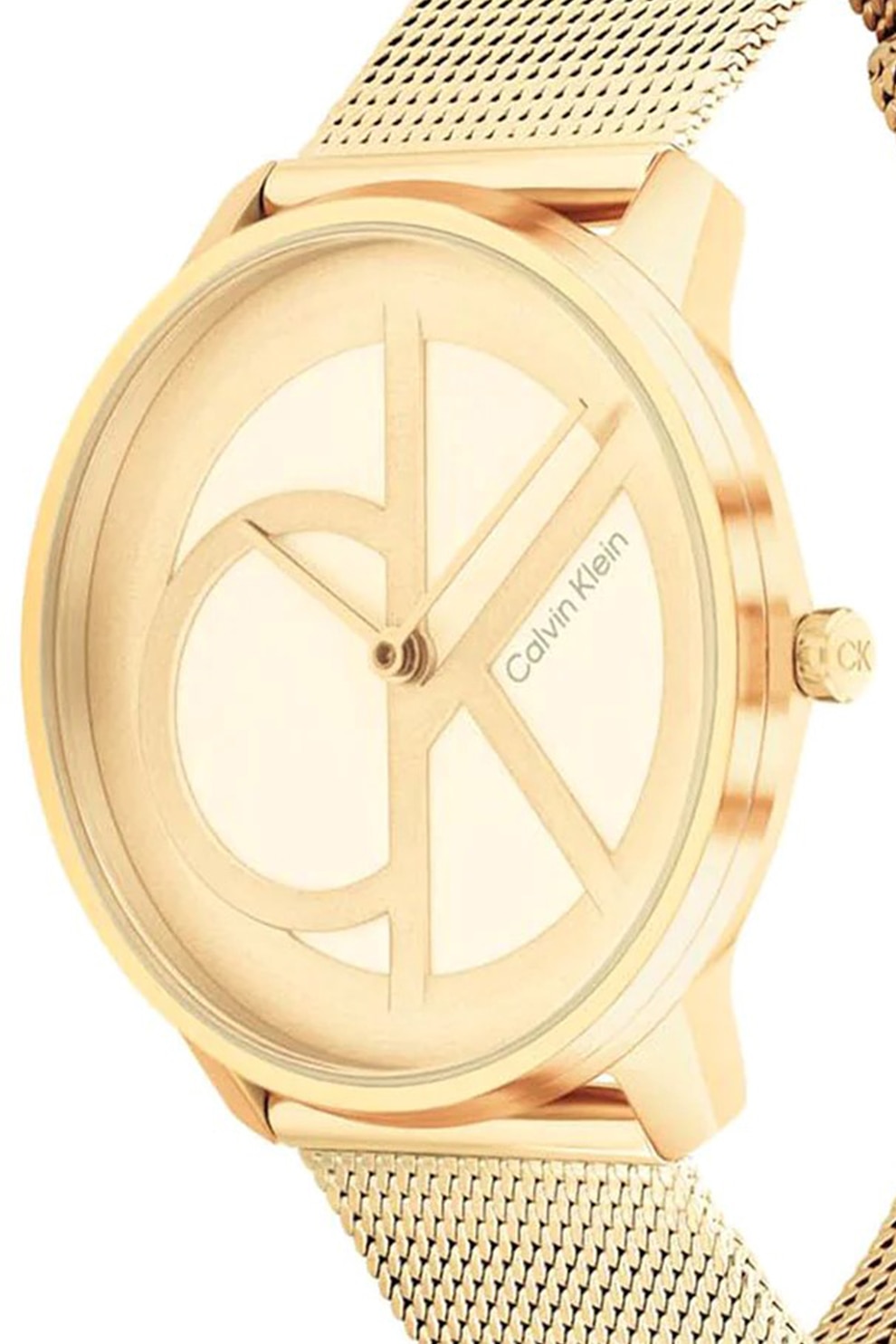 CALVIN KLEIN, Ceas analog unisex cu o bratara cu model plasa, Auriu ...