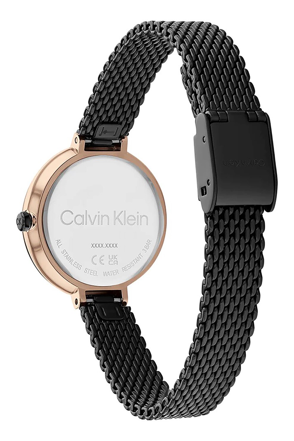 CALVIN KLEIN, Кварцов часовник с мрежеста верижка, Черен - eMAG.bg