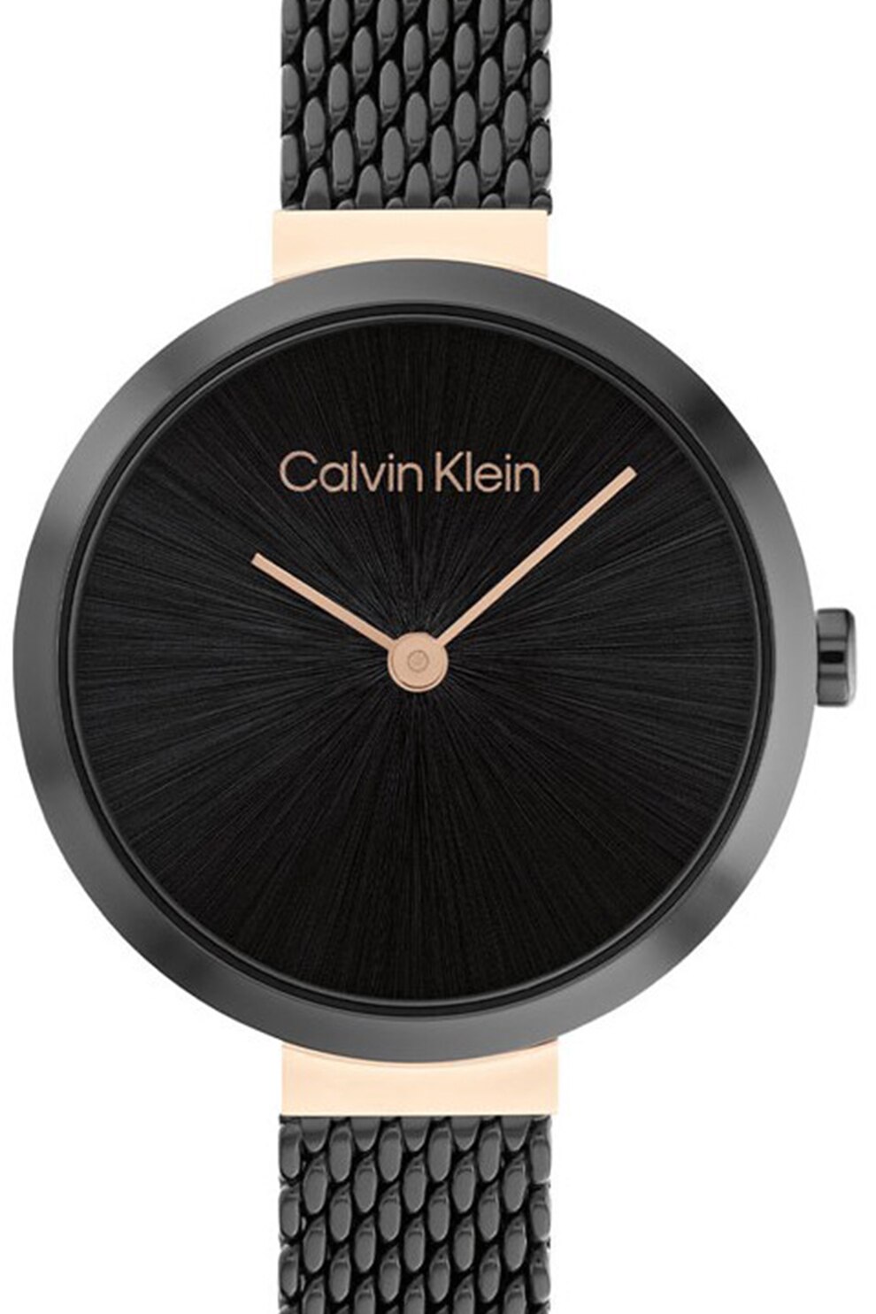 CALVIN KLEIN, Кварцов часовник с мрежеста верижка, Черен - eMAG.bg