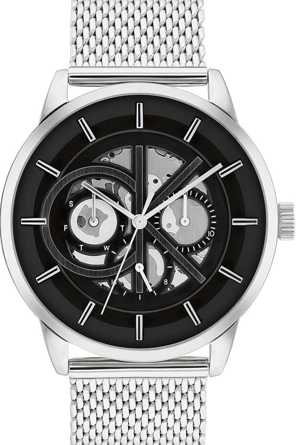 CALVIN KLEIN, Ceas quartz cu o bratara de otel inoxidabil, cu design ...