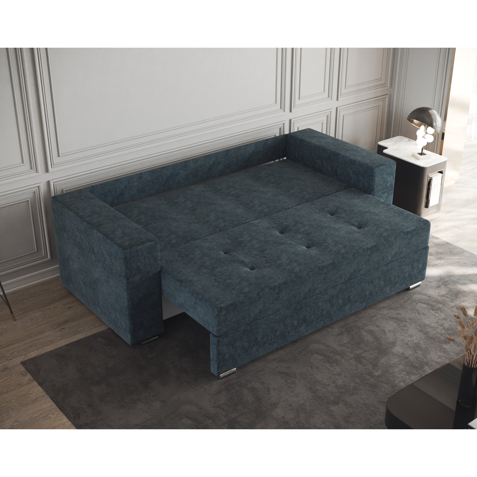 Canapea EVA, Extensibila, Turcoaz, 235x90 cm - eMAG.ro