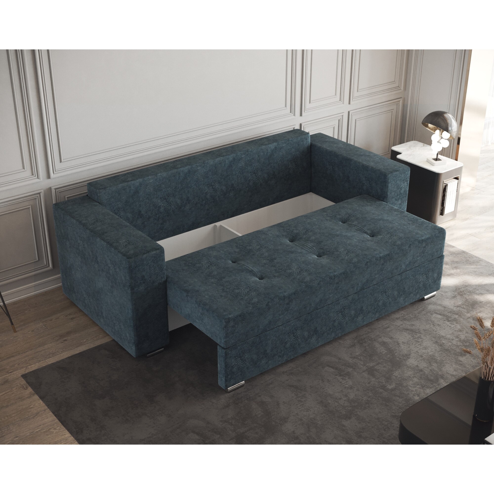 Canapea EVA, Extensibila, Turcoaz, 235x90 cm - eMAG.ro