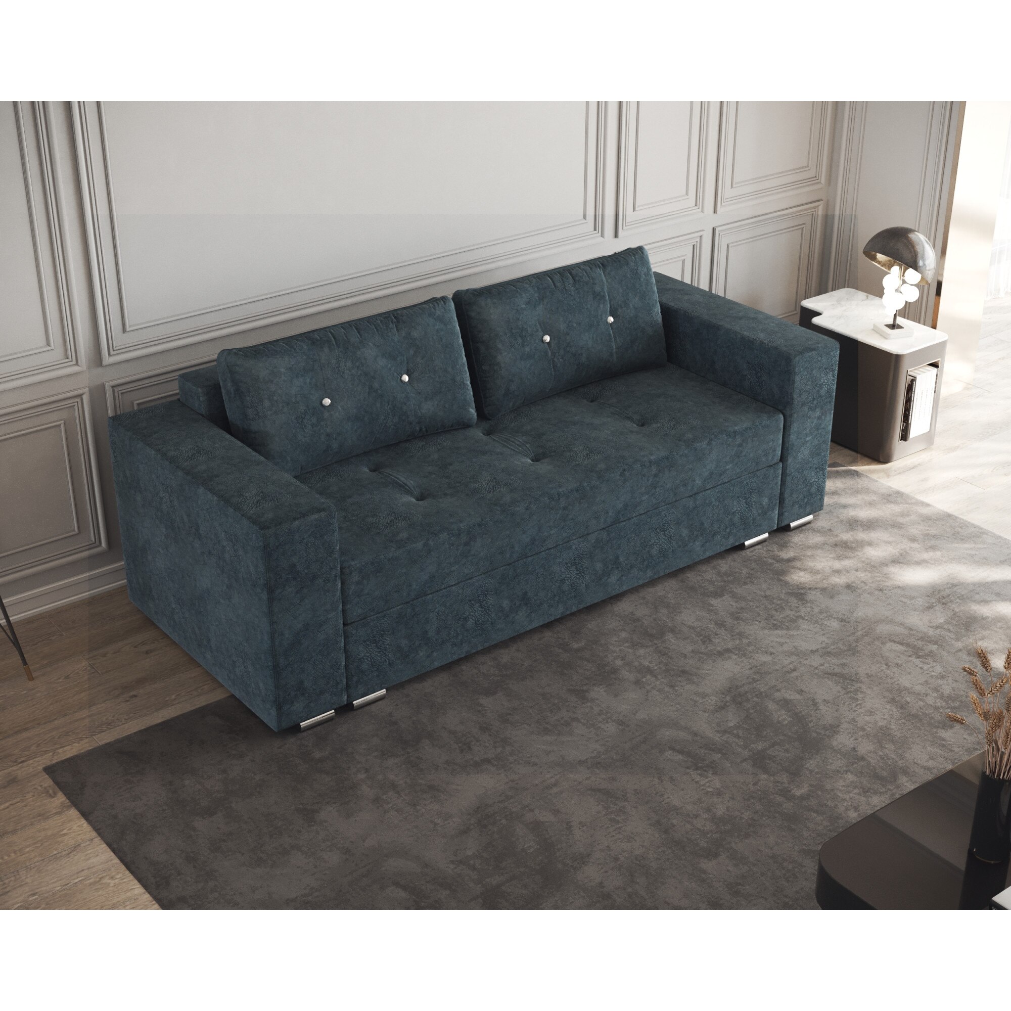 Canapea EVA, Extensibila, Turcoaz, 235x90 cm - eMAG.ro