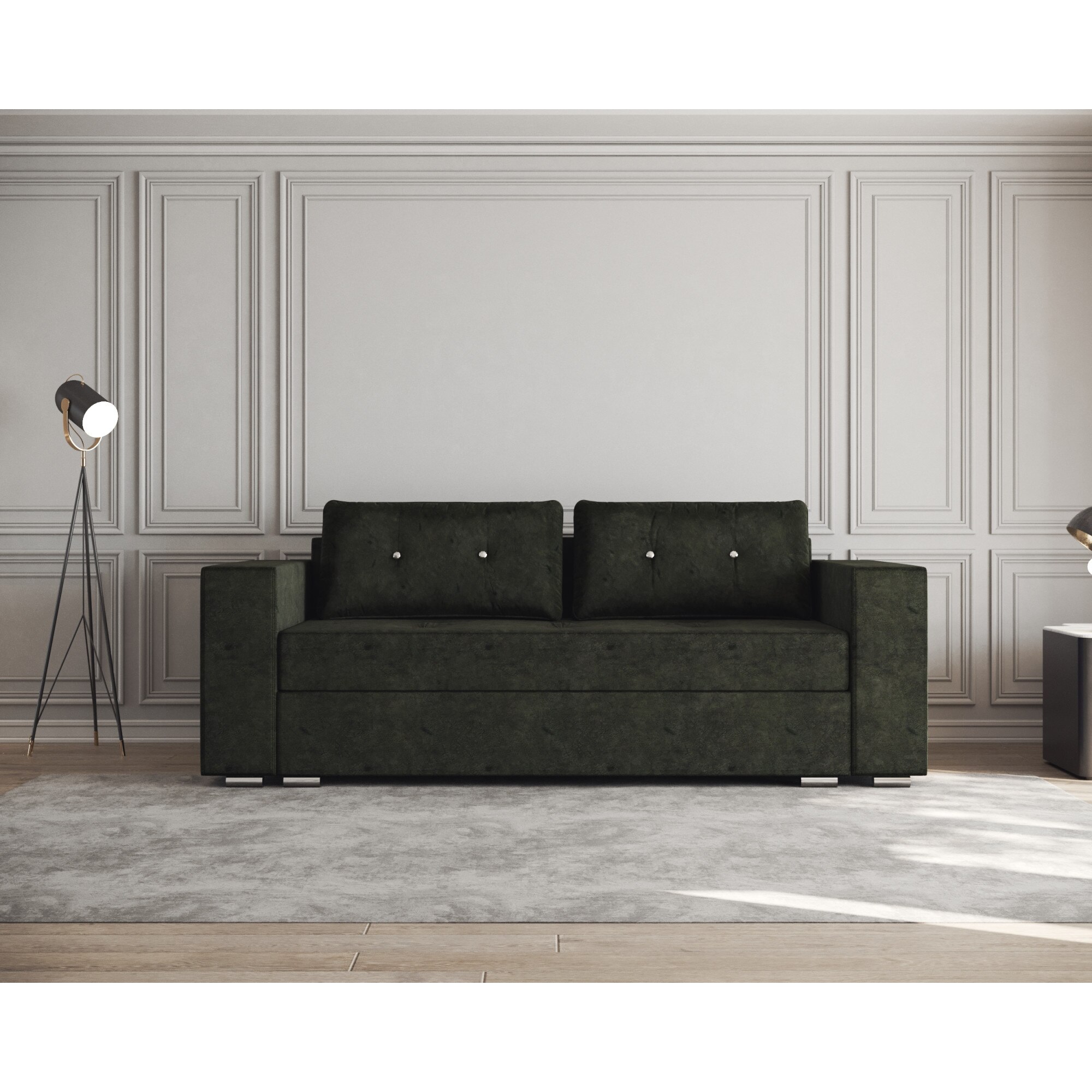 Canapea Eva, Extensibila, Verde Inchis, 235x90cm - eMAG.ro