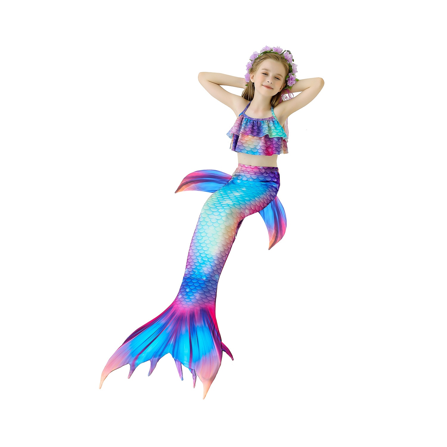 Комплект от 3 части бански костюми Mermaid Princess Ariel за момичета ...