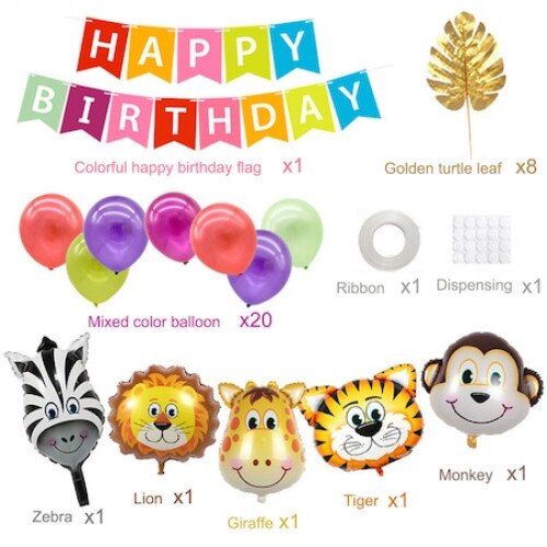 Set baloane aniversare, 36 Piese, Animale, Multicolor - eMAG.ro