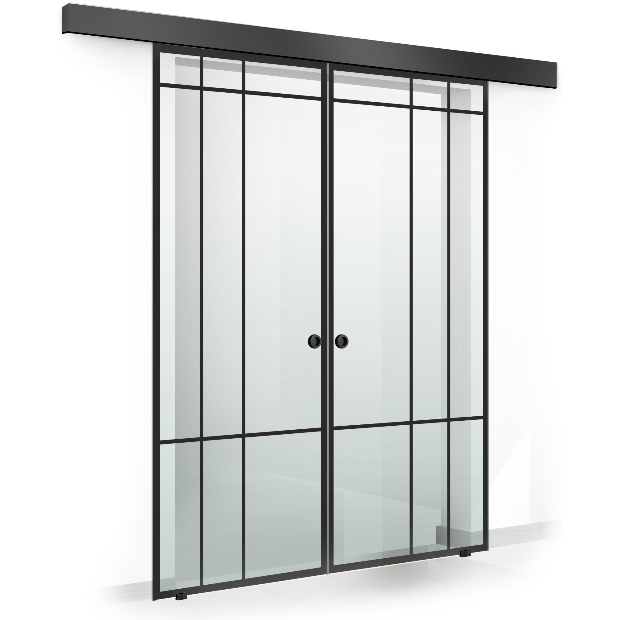 Usa culisanta Boss ® Duo Black model Event negru, 2x60x215 cm, sticla ...