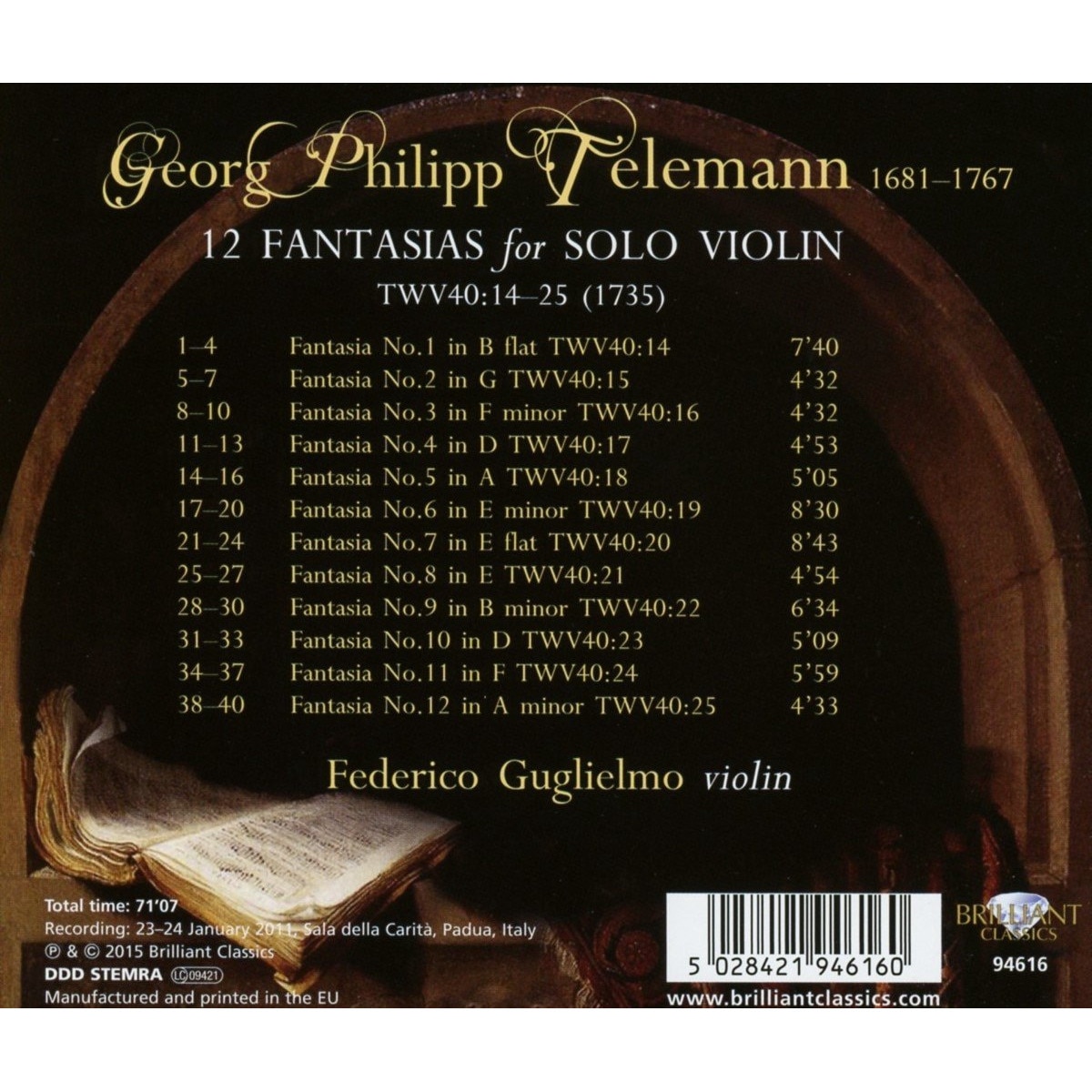 Telemann - 12 Fantasias for Solo Violin CD - eMAG.hu