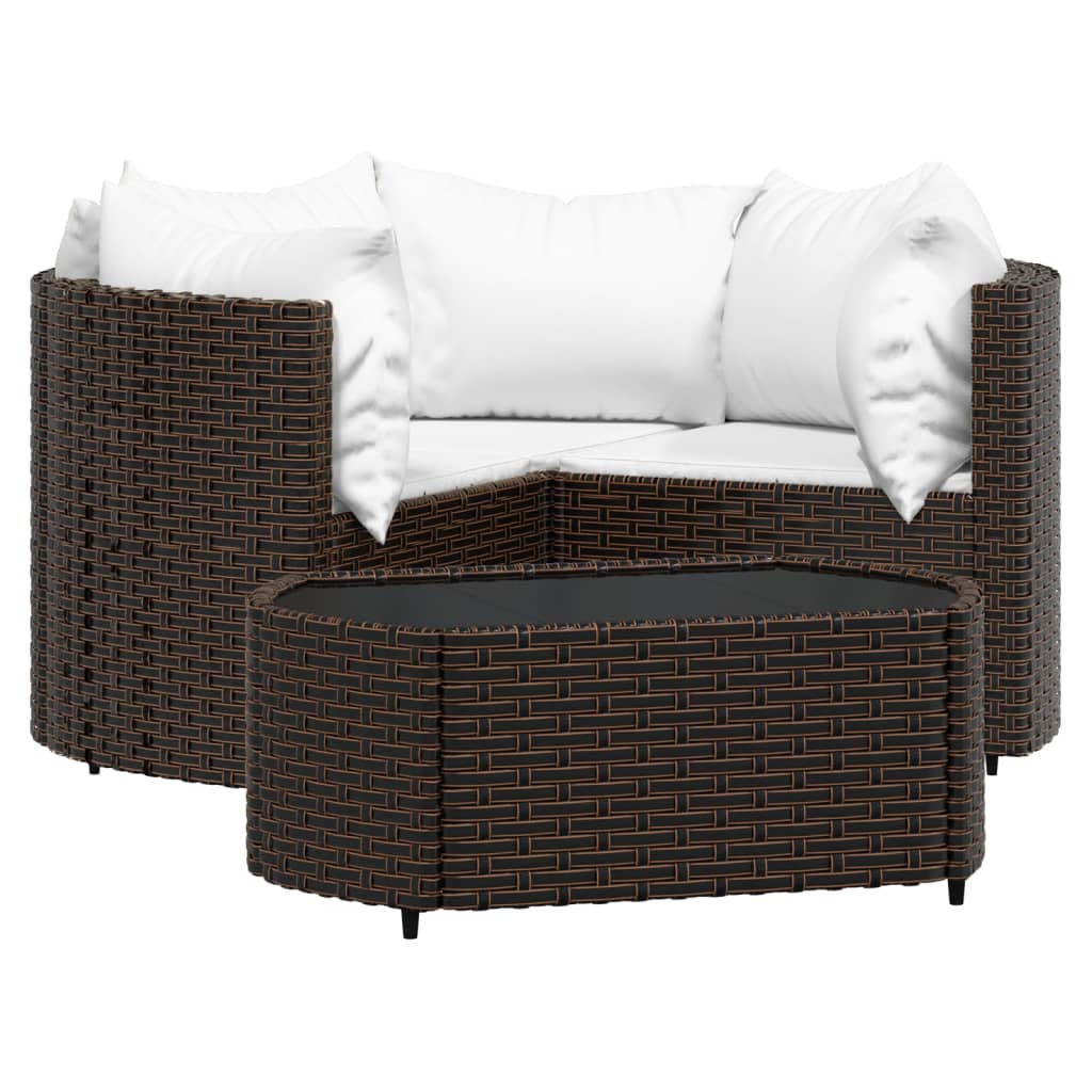 Set mobilier de gradina cu perne, vidaXL, 4 piese, maro, poliratan, 27. ...