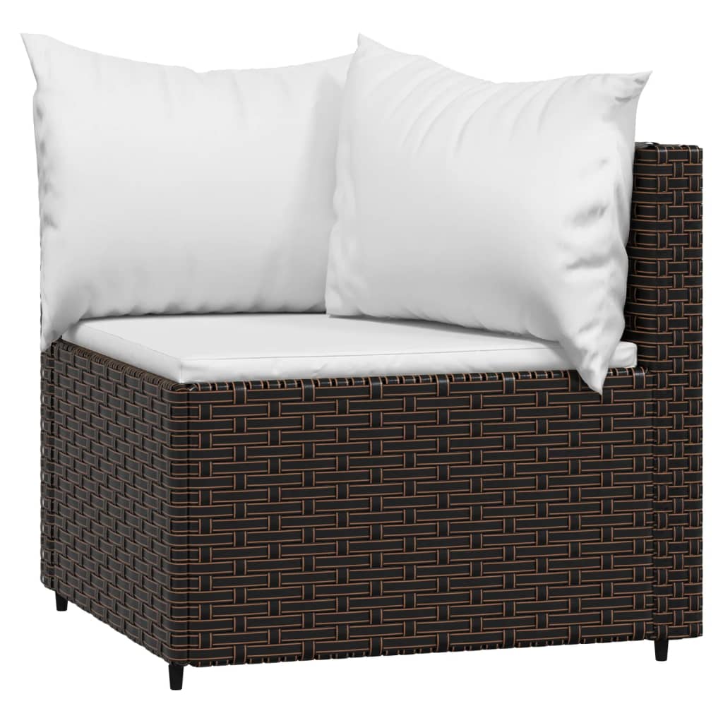 Set mobilier de gradina cu perne, vidaXL, 4 piese, maro, poliratan, 27. ...