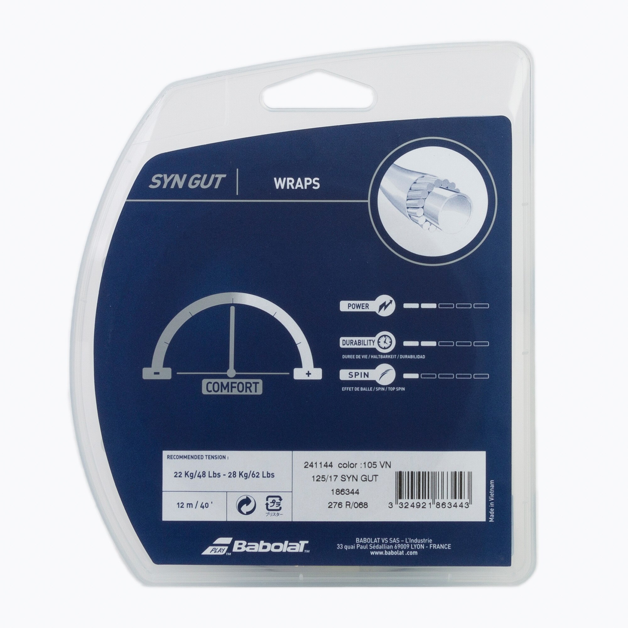 Racordaj racheta tenis, BabolaT, 1.3 mm x 12 m, Negru - eMAG.ro