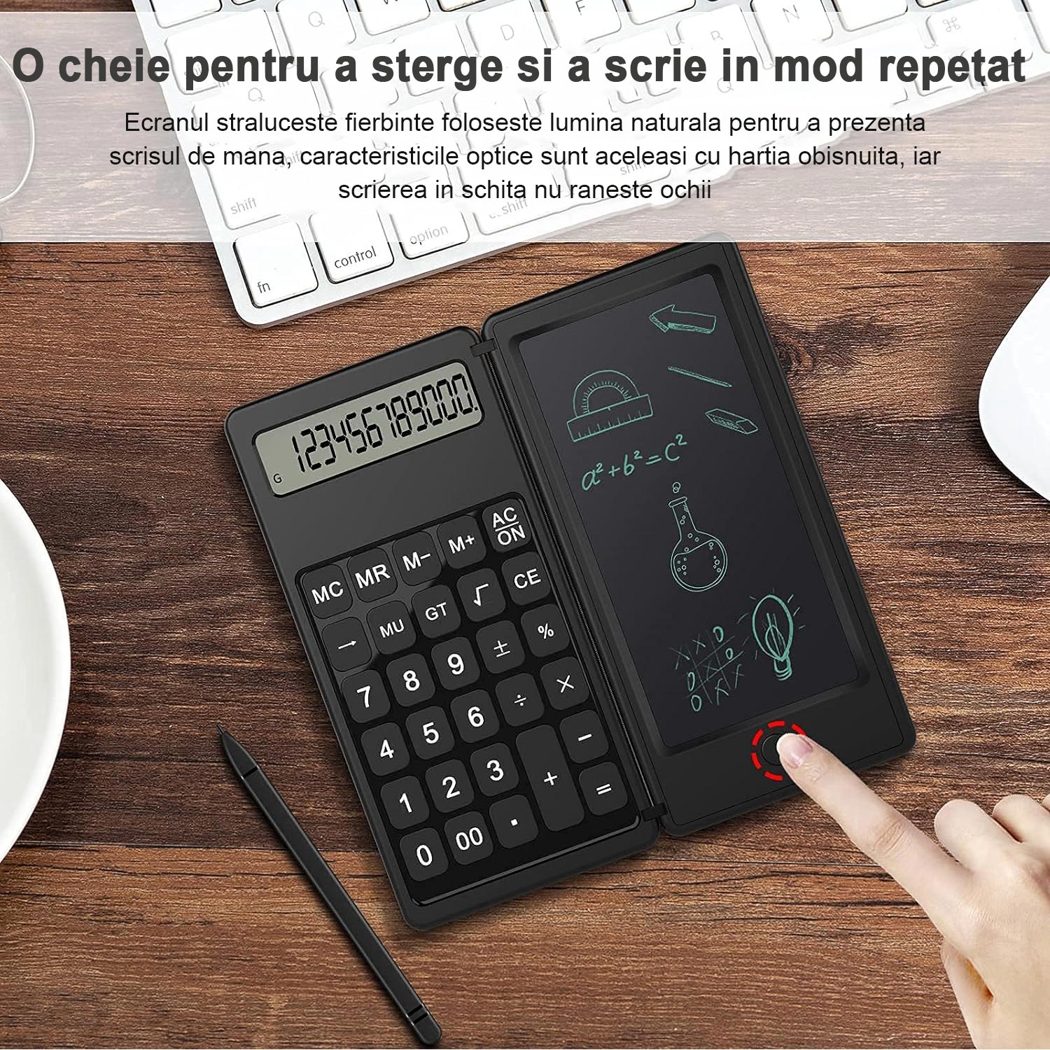 Calculator stiintific, Cu tableta pentru scris, Negru - eMAG.ro