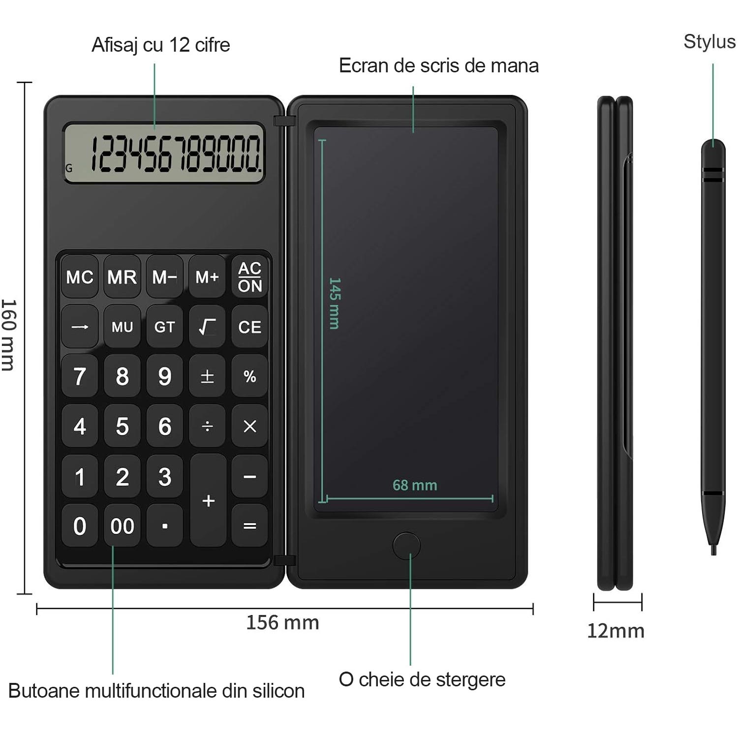 Calculator stiintific, Cu tableta pentru scris, Negru - eMAG.ro