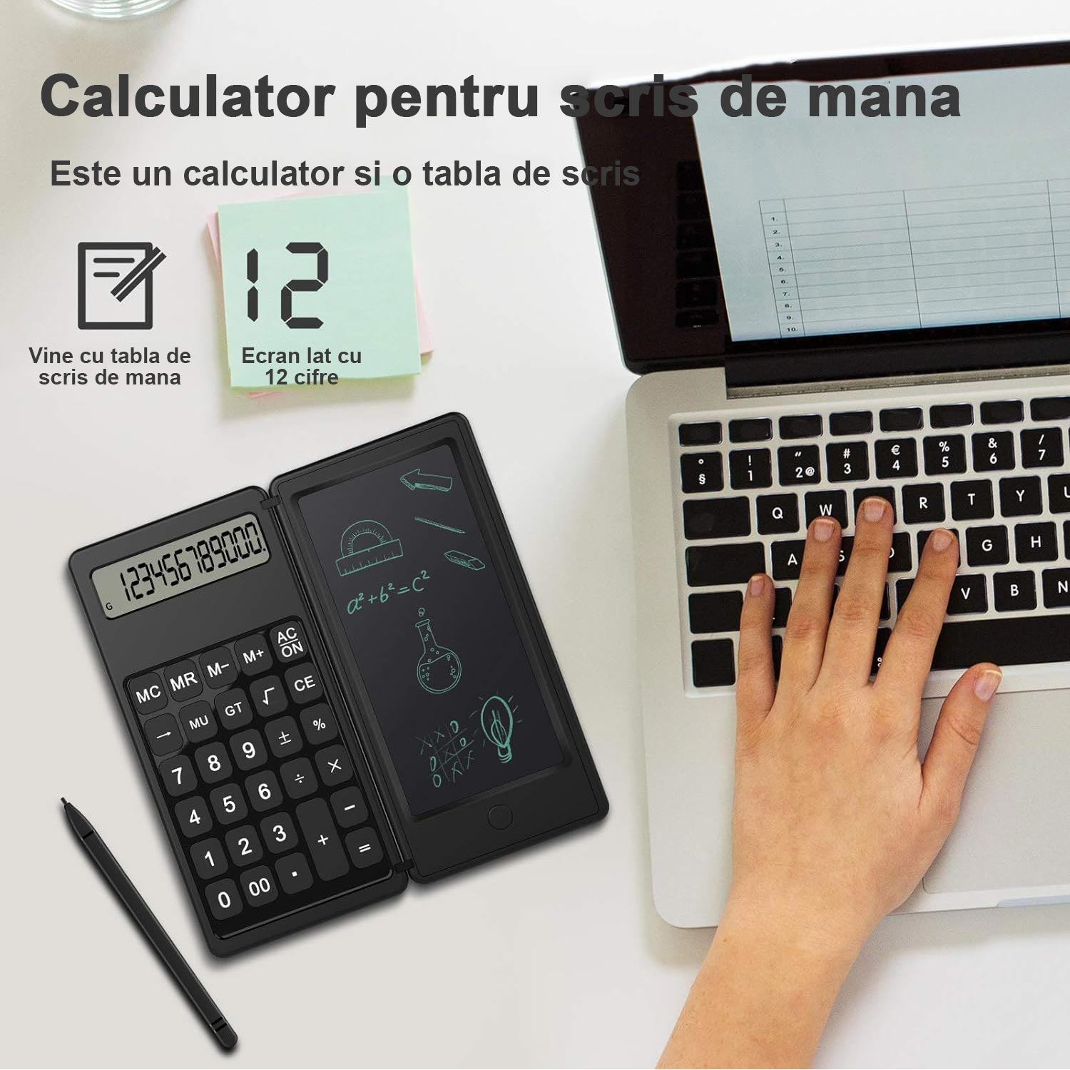 Calculator stiintific, Cu tableta pentru scris, Negru - eMAG.ro