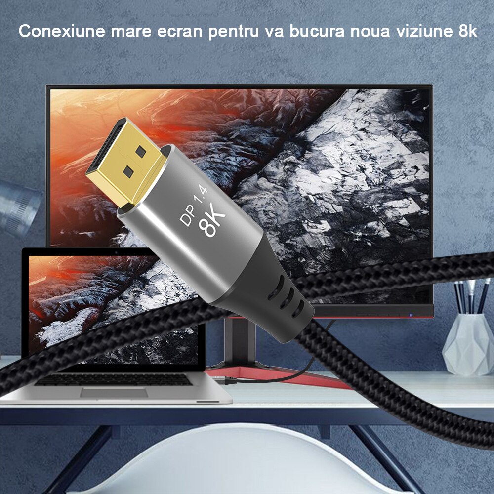 Cablu adaptor, DisplayPort/Mini DisplayPort, 8K, Negru/Gri - eMAG.ro