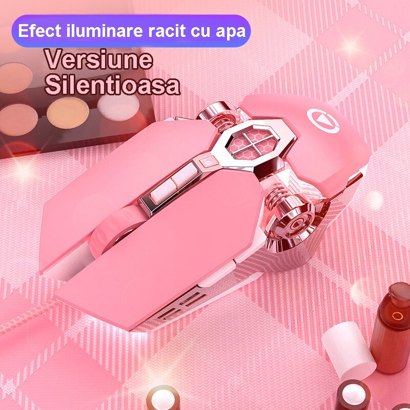 Mouse gaming, RGB, 800-3200Dpi, USB, Roz - eMAG.ro