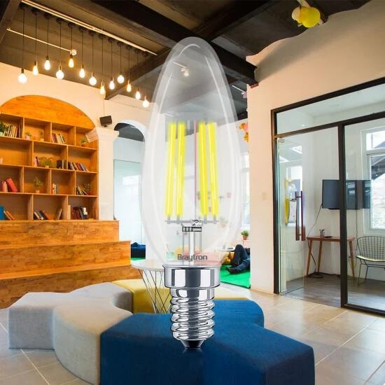 Bec led, lumanare, 4W, clar, 230V, E14 2700K, BA36-00410 Braytron ...