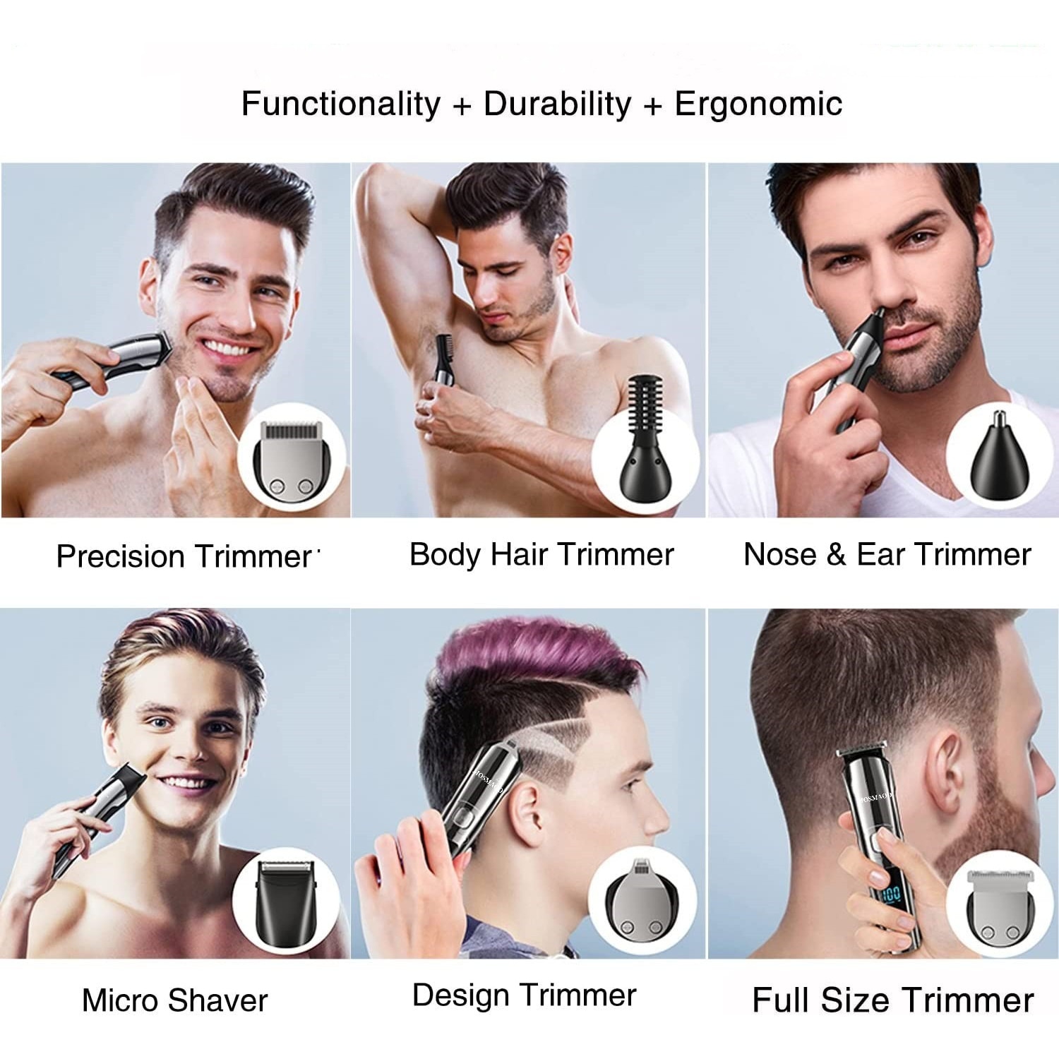 Aparat de tuns multifunctional barba si parul 6 in 1 MOSMAOO ...