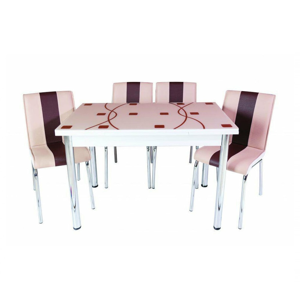 Set masa extensibila din MDF acoperit cu sticla Parlayan Design ...