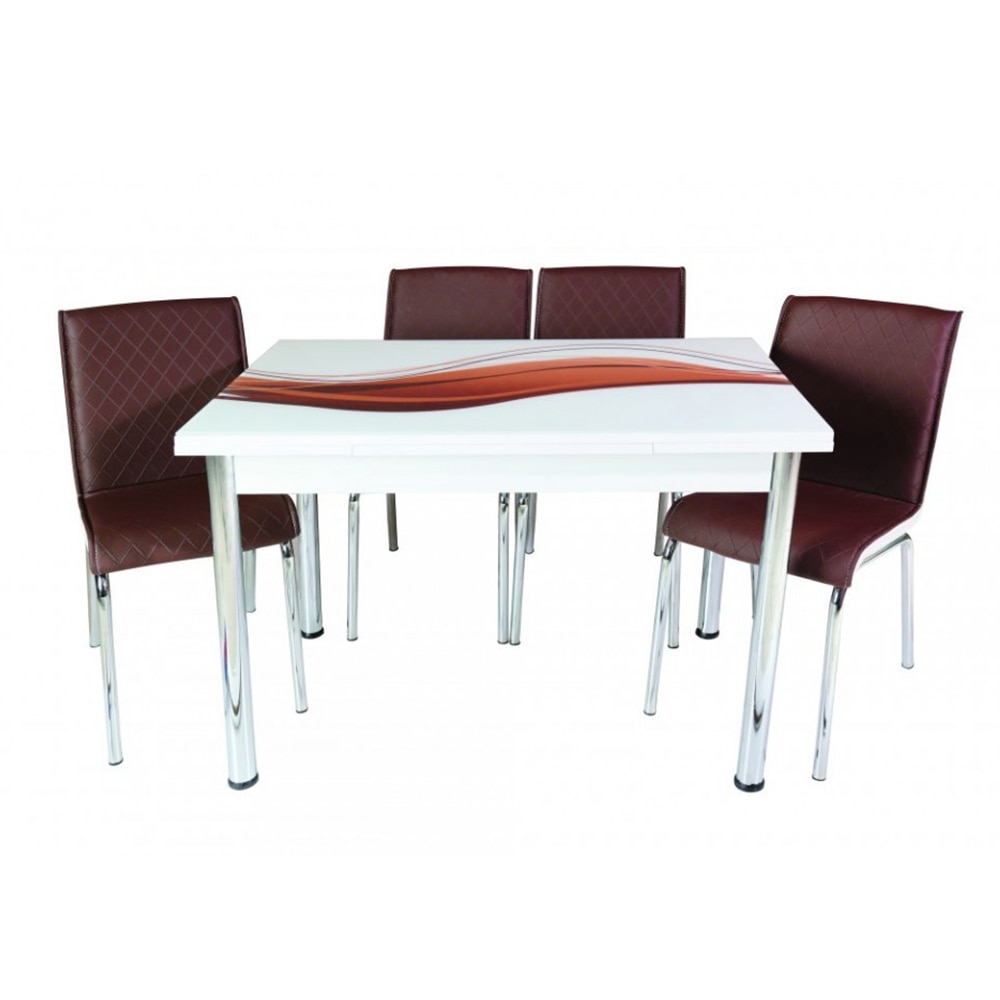 Set masa extensibila din MDF acoperit cu sticla HouseXL® Crystal Table ...