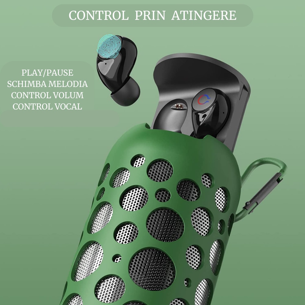 Boxa portabila wireless ZEEVOS cu casti bluetooth incorporate, stereo ...