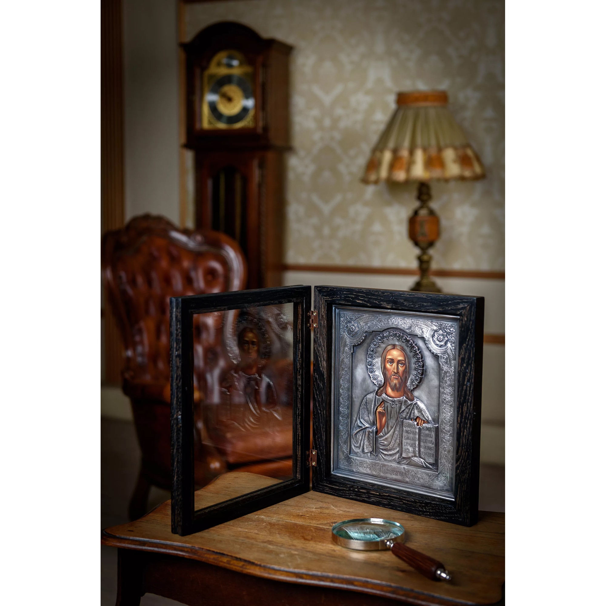 Icoana Mantuitorul Iisus Hristos, 33cm x 27cm, placat cu argint - eMAG.ro