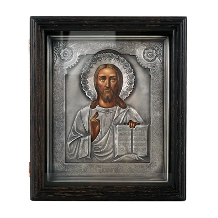 Icoana Mantuitorul Iisus Hristos, 33cm x 27cm, placat cu argint - eMAG.ro