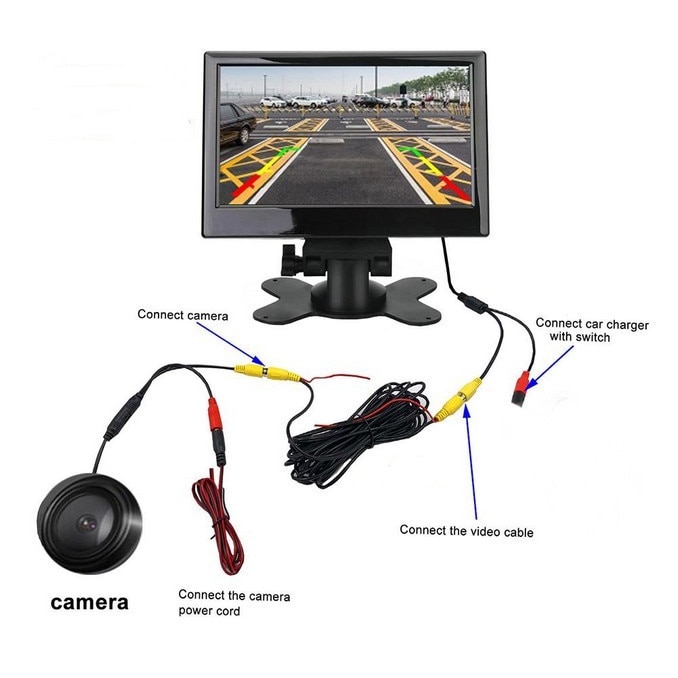 Monitor 7 inch Camera Auto Marsarier 8 Lumini Cu Transmitator Wireless ...