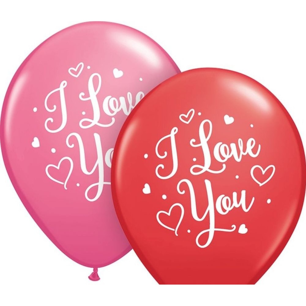 Baloane latex 11''/28 cm I love you, Inimi, set 5 buc - eMAG.ro
