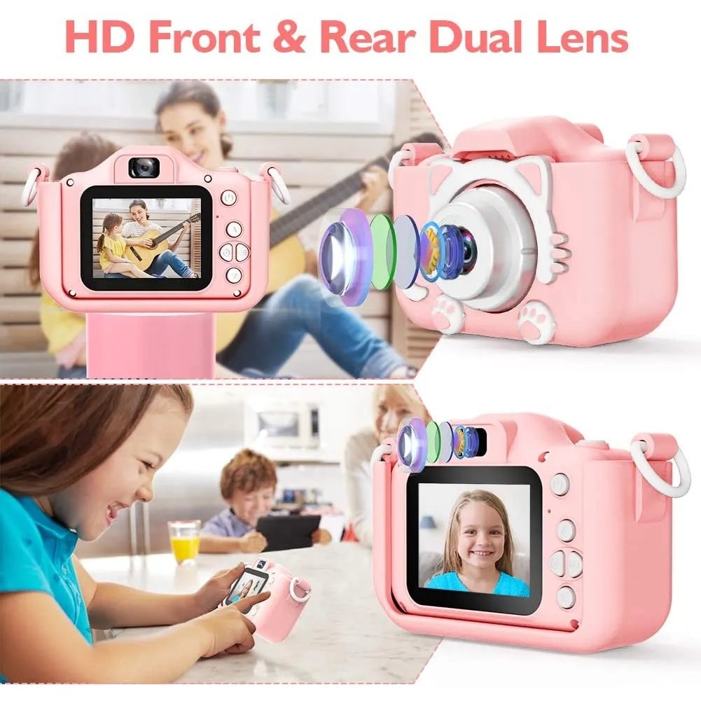 Camera Foto Copii, Fluffy, 12 Mpx, Full HD 1080P, model Pisica, Ecran 2 ...