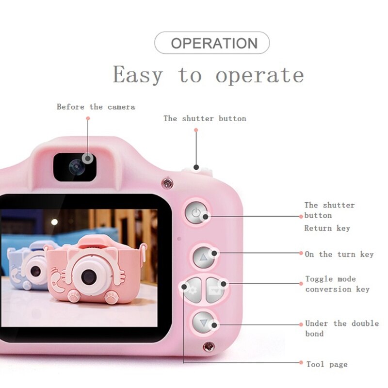 Camera Foto Copii, Fluffy, 12 Mpx, Full HD 1080P, model Pisica, Ecran 2 ...