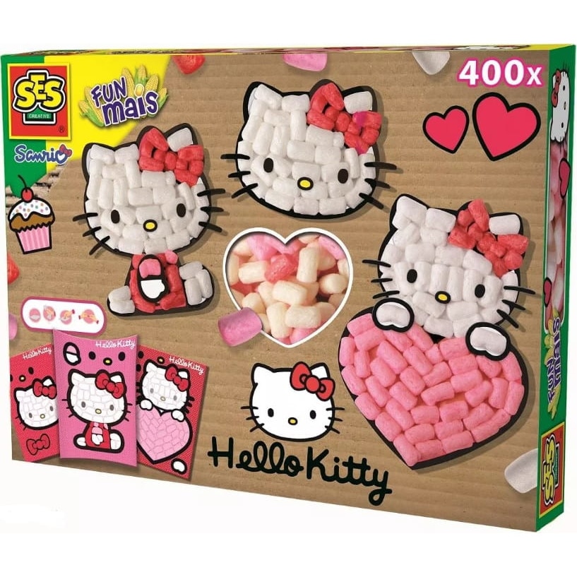 Set 400 bureti joc Hello Kitty, SES Creative, Amidon natural de porumb ...