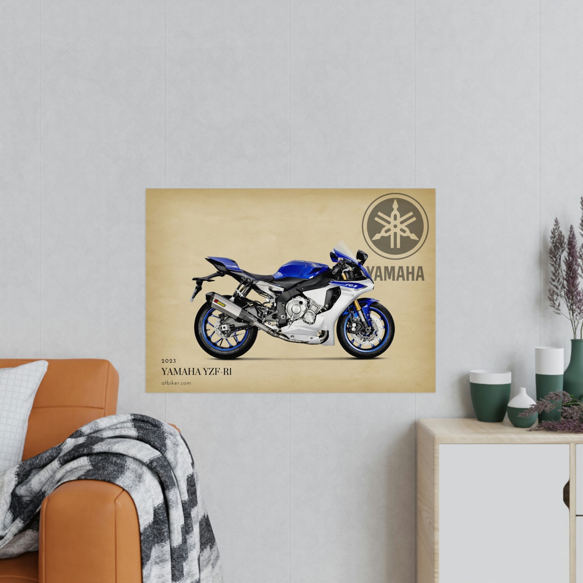 Poster Vintage Orizontal Motocicleta Yamaha YZF-R1, 59 x 80 cm - eMAG.ro
