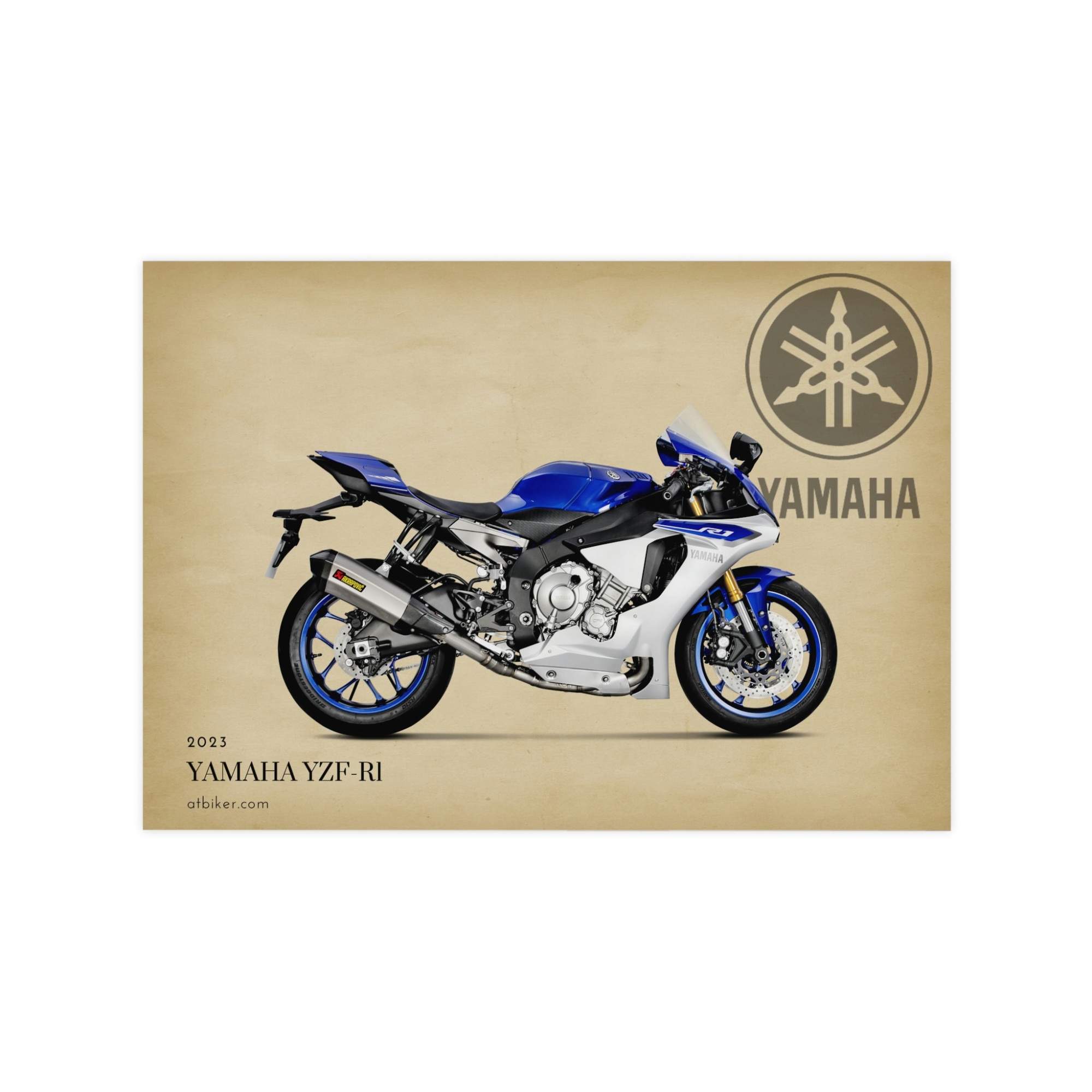 Poster Vintage Orizontal Motocicleta Yamaha YZF-R1, 59 x 80 cm - eMAG.ro