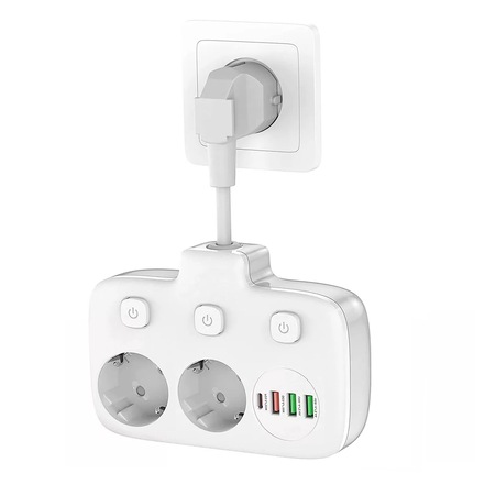 Priza multipla electrica, BYONDSELF®, 2 premii frontale, 3 USB, 1 Type ...