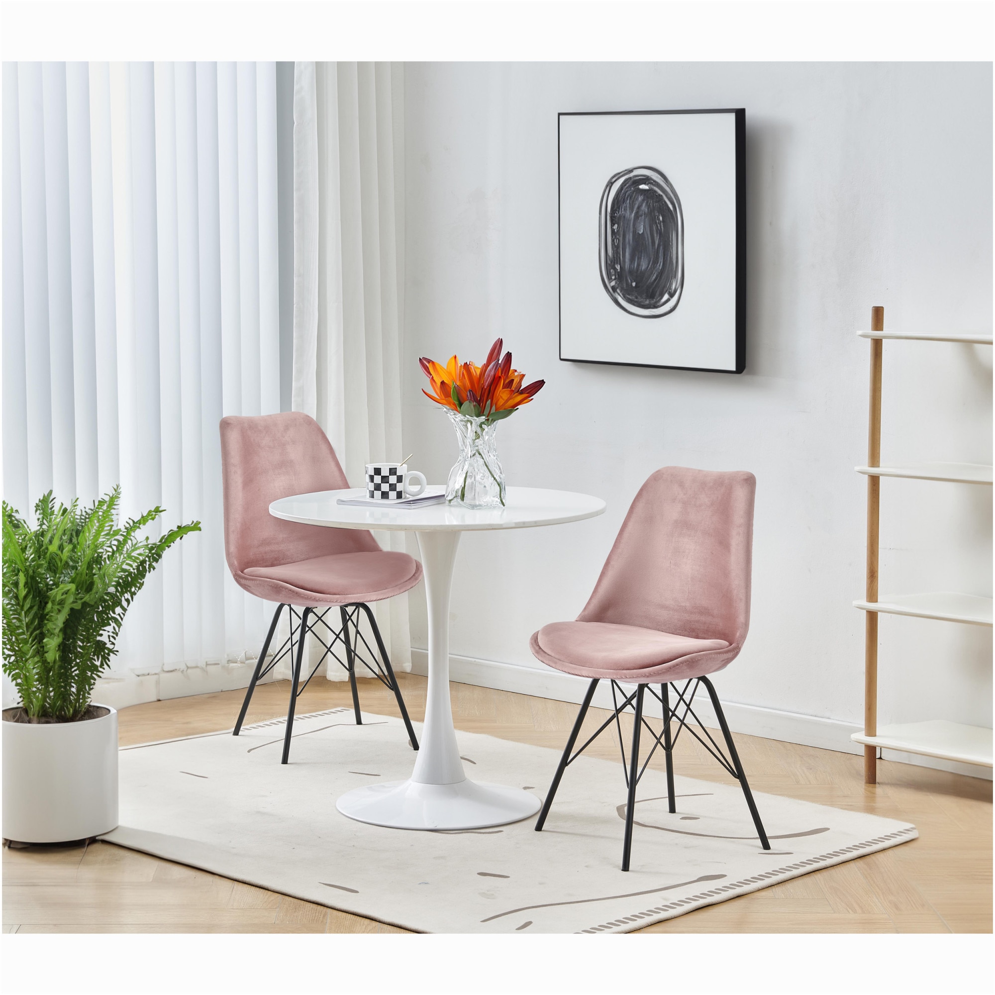 Set 2 scaune dining / bucatarie Kring Mila, tapiterie catifea, picioare ...