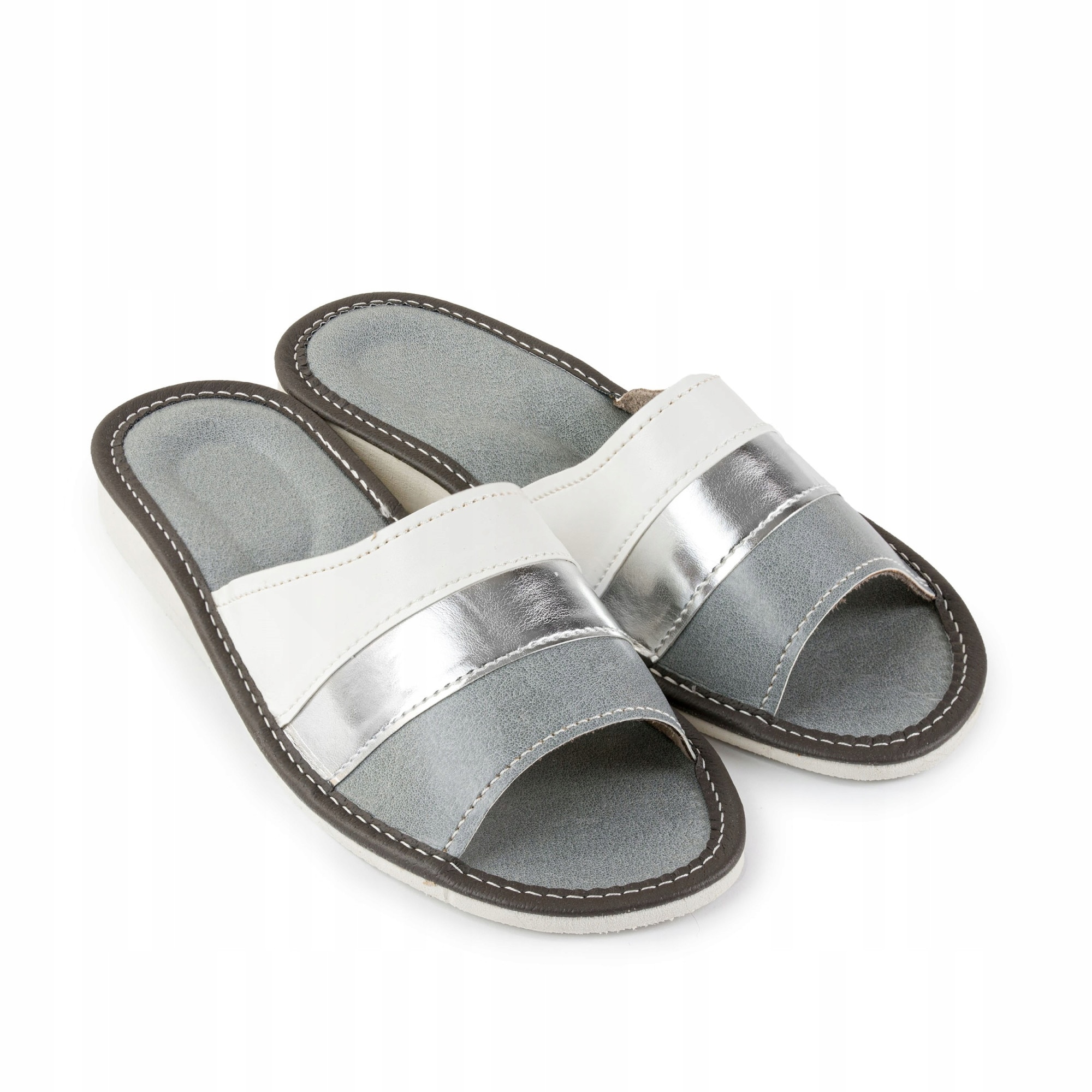 Papuci de casa, Nowo, Piele naturala, Gri, 38 - eMAG.ro