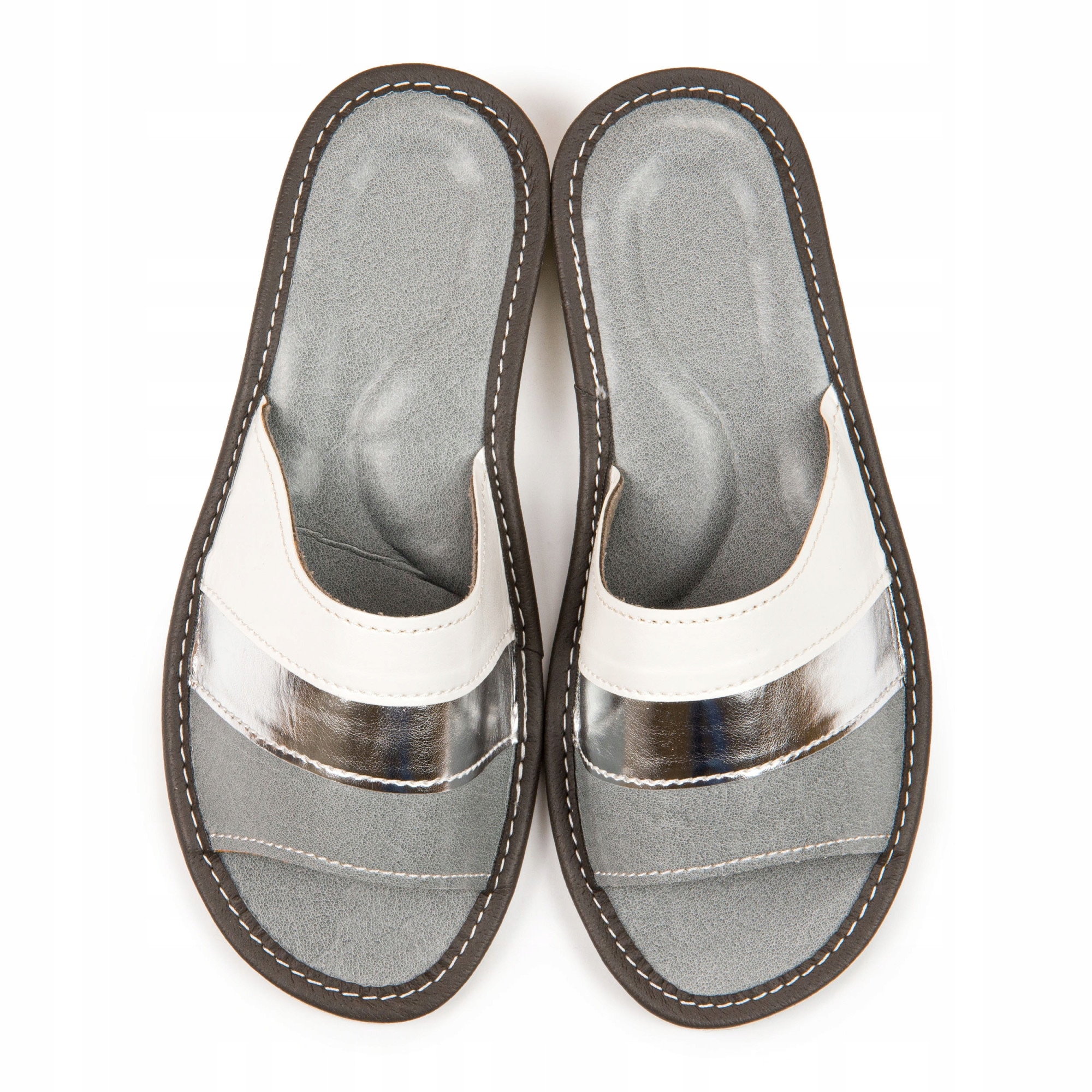 Papuci de casa, Nowo, Piele naturala, Gri, 38 - eMAG.ro